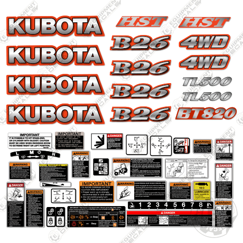 Fits Kubota B26 Decal Kit Tractor – Equipment Decals