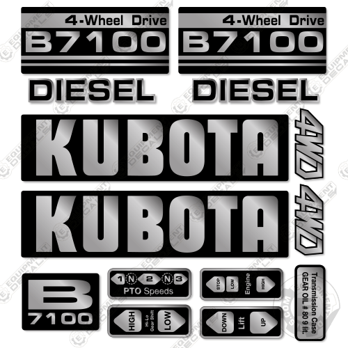 Fits Kubota B7100 Decal Kit Tractor – Equipment Decals