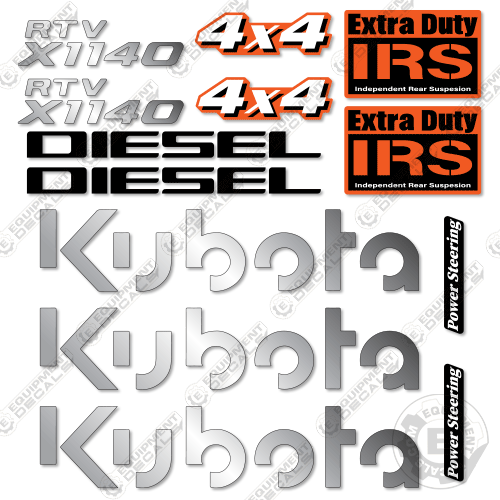 Fits Kubota RTV X1140 Decal Kit Utility Vehicle – Equipment Decals