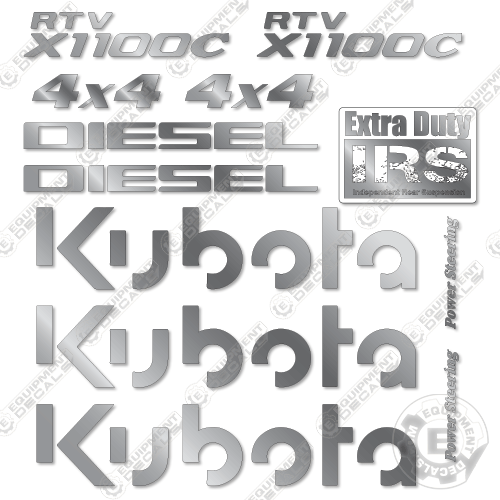 Fits Kubota RTVX1100C Utility Vehicle Decal Kit - CUSTOM SILVER ...