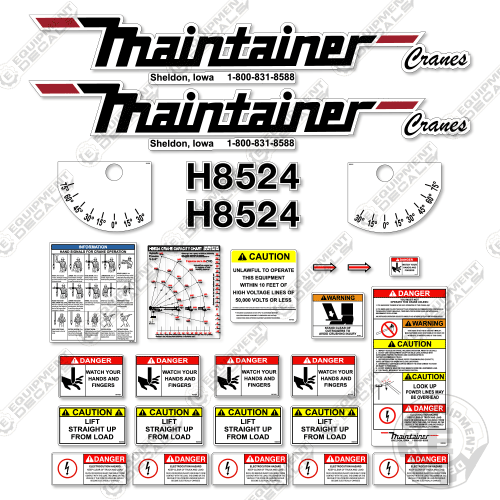 Fits Maintainer H8524 Decal Kit - Crane Safety – Equipment Decals