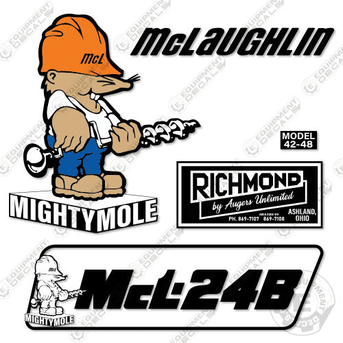 Fits McLaughlin MCL-24B Decal Kit Boring Machine – Equipment Decals
