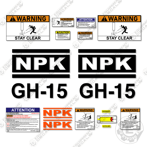 Fits NPK GH-15 Decal Kit Hammer – Equipment Decals