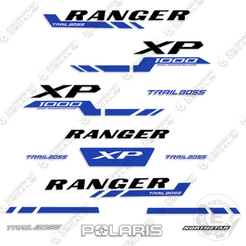 Fits Polaris Ranger BLUE 1000 XP Decal Kit UTV - 2025 - Trail Boss ...