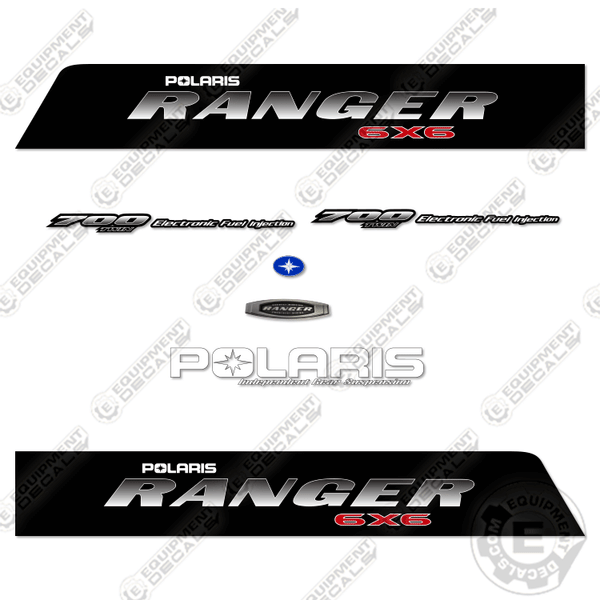Fits Polaris Ranger 700 6X6 Decal Kit UTV - 2009 - BLK – Equipment Decals