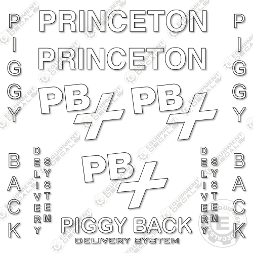 Fits Princeton PB55 3X Decal Kit Piggy Back Forklift – Equipment Decals