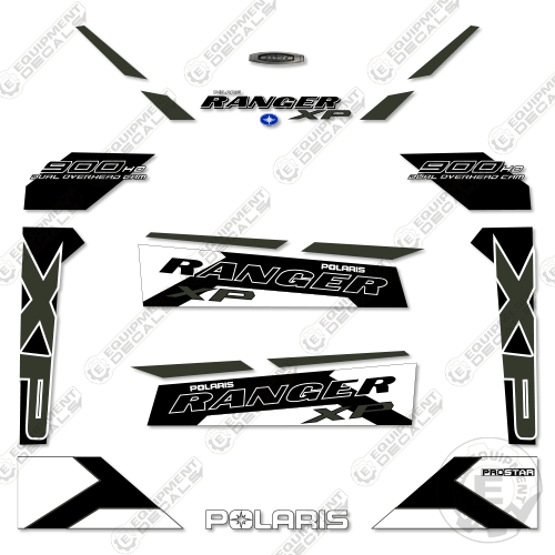 Fits Polaris Ranger 900 XP HO Decal Kit - 2015 White Lightning Sage Gr ...