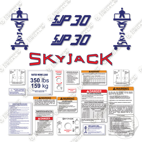 Fits SkyJack SJP 30 Decal Kit Man Lift – Equipment Decals