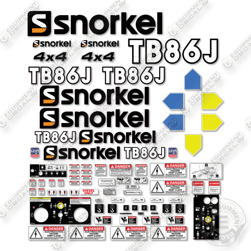 Snorkel TB86J Full Decal Kit Boom Lift - Aftermarket Kit – Equipment Decals