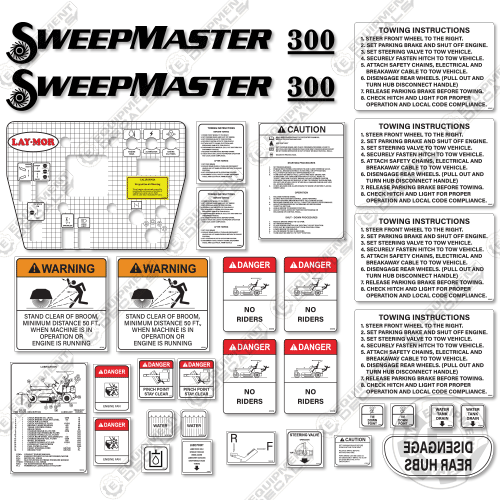 Fits Sweepmaster 300 Decal Kit Road Sweeper Truck (FULL KIT ...
