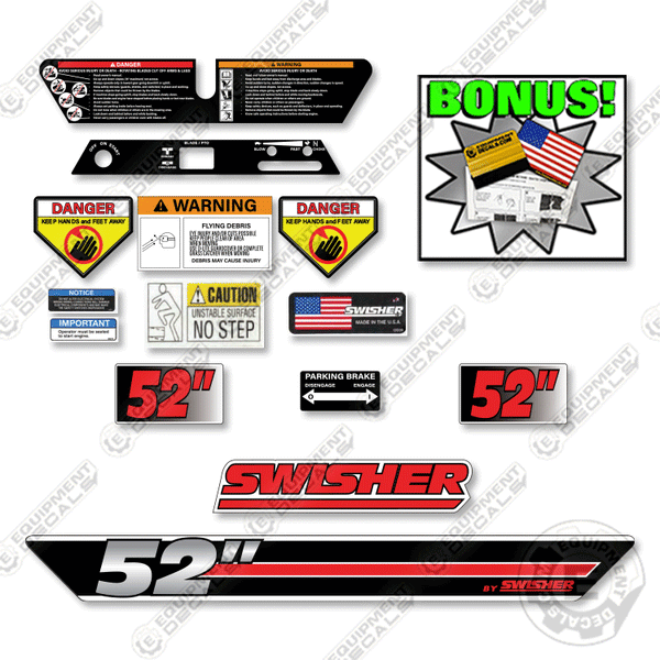 Fits Swisher Zero Turn Decal kit - 52" – Equipment Decals