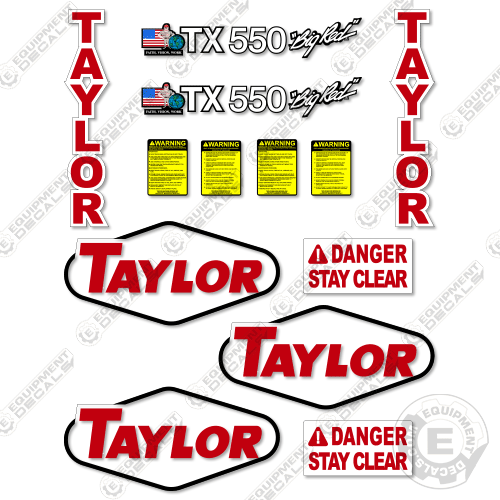 Fits Taylor TX550 Decal Kit Forklift – Equipment Decals