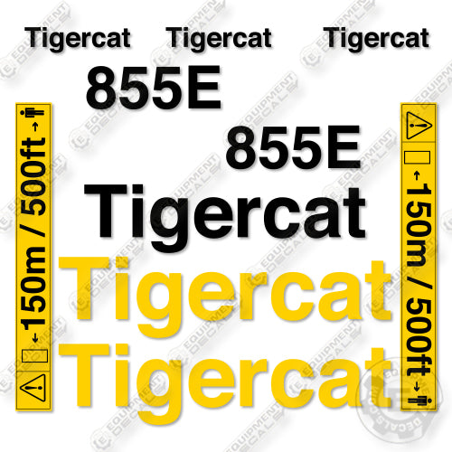 Fits Tigercat 855E Decal Kit Feller Buncher – Equipment Decals