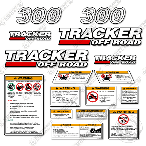 Fits Tracker Off Road 300 Decal Kit ATV – Equipment Decals