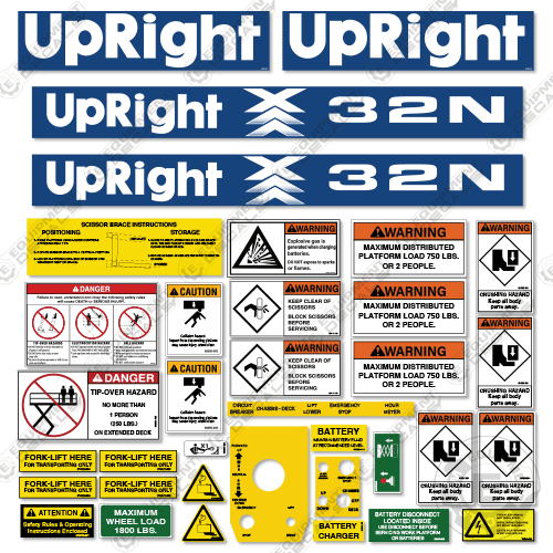 Fits Upright X32N Decal Kit Scissor Lift – Equipment Decals
