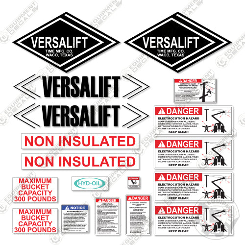 Fits Versalift TEL29N02 Bucket Truck Decal Kit – Equipment Decals