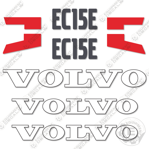 Fits Volvo EC15E Decal Kit Mini Excavator – Equipment Decals