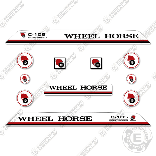 Fits Wheel Horse C-105 Decal Kit Riding Mower – Equipment Decals