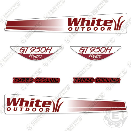White GT950H Decal Kit Mower – Equipment Decals