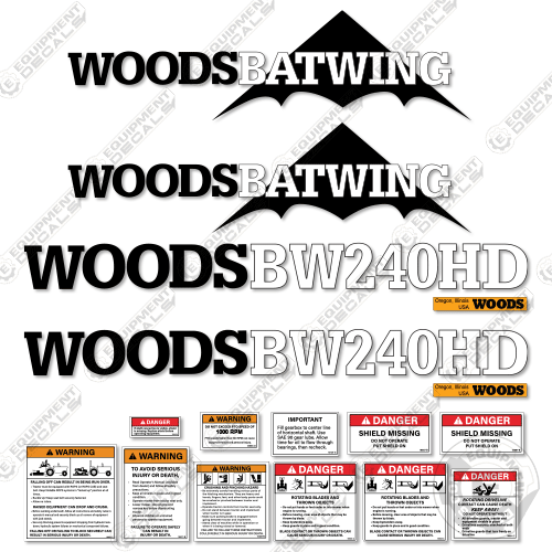 Fits Woods BW240HD Decal Kit Rotary Cutter – Equipment Decals