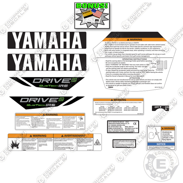 Fits Yamaha DR2A19 Drive 2 Golf Cart Decal Kit - IRS VERSION ...
