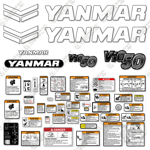 Fits Yanmar Vio 50-6B Decal Kit Mini Excavator – Equipment Decals