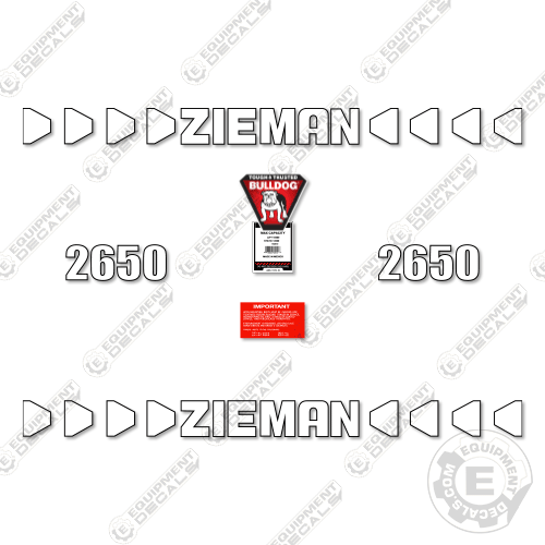 Fits Zieman 2650 Decal Kit Trailer – Equipment Decals