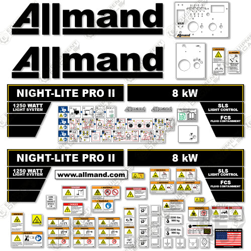 Fits Allmand Night Light Decal Kit Light Tower – Equipment Decals