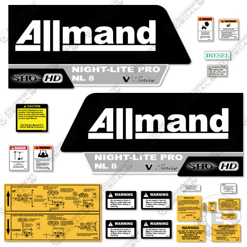 Fits Allmand Night Light Pro NL8 Decal Kit Light Tower – Equipment Decals