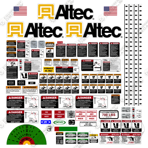 Fits Altec AA755 Decal Kit With Safety Stickers - Bucket Truck ...