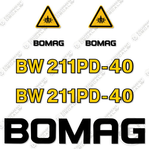 Fits Bomag BW211PD-40 Decal Kit Roller – Equipment Decals