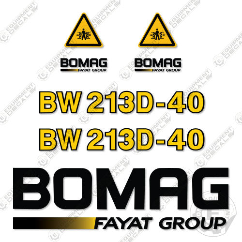 Fits Bomag BW 213D-40 Soil Compactor Roller Decal Kit – Equipment Decals