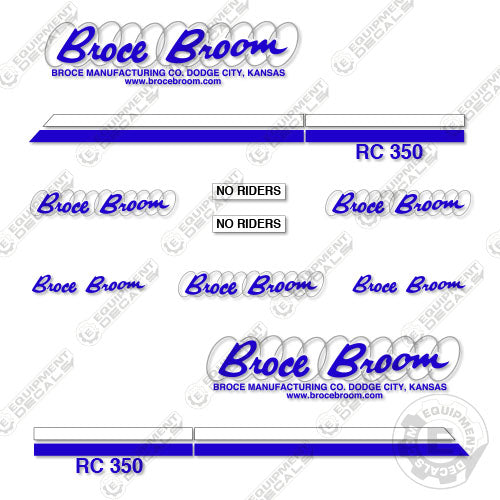 Fits Broce RC350 Decal Kit Front Broom Sweeper – Equipment Decals