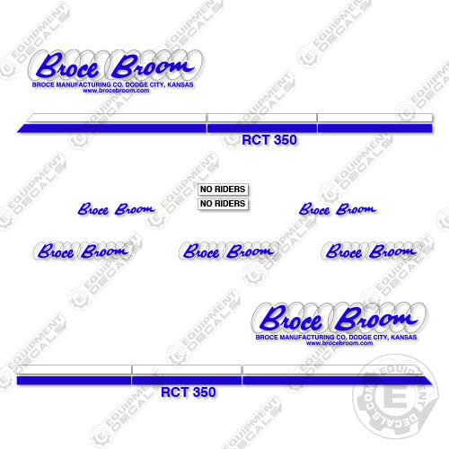 Fits Broce RCT350 Decal Kit Front Broom Sweeper – Equipment Decals