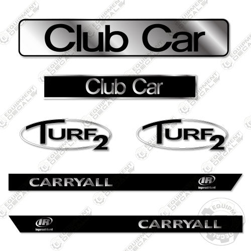 Fits Club Car Carryall Turf2 Decal Kit Golf Cart (Custome Silver/Black ...