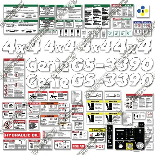 Fits Genie GS-3390 Decal Kit Scissor Lift – Equipment Decals