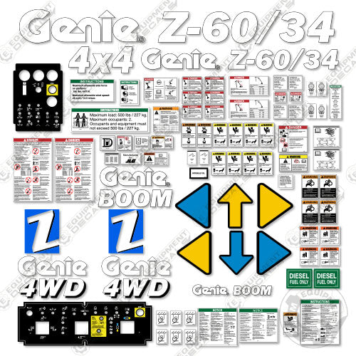 Fits Genie Z-60/34 Decal Kit Telescopic Boom Lift (1998) – Equipment Decals