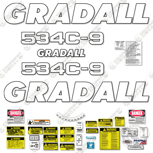 Fits Gradall 534C-9 Decal Kit Telehandler – Equipment Decals