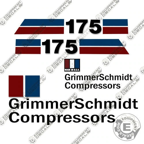 Fits GrimmerSchmidt 175 Pull-Behind Compressor Decal Kit – Equipment Decals