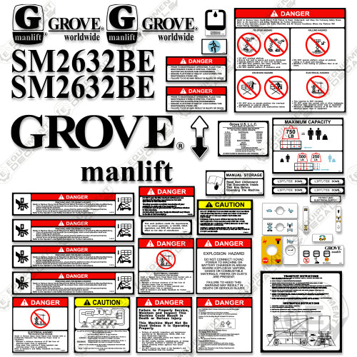 Fits Grove SM2632BE Decal Kit Scissor Lift – Equipment Decals