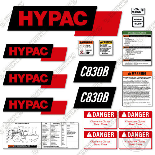 Fits Hypac C830B Decal Kit Roller – Equipment Decals