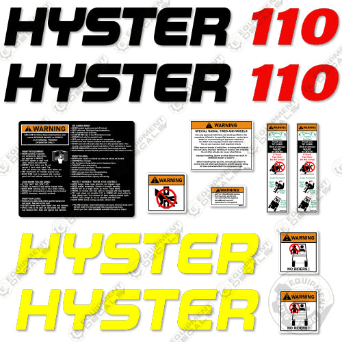 Fits Hyster 110 Decal Kit Forklift – Equipment Decals