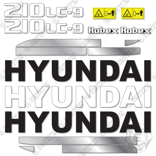 Fits Hyundai 210NLC-9 Decal Kit Excavator – Equipment Decals