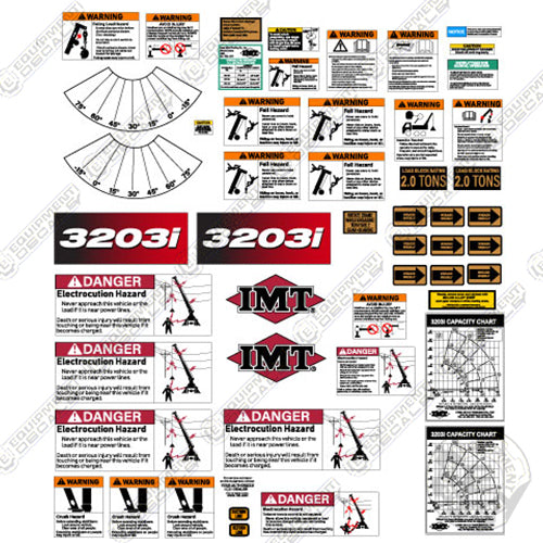Fits IMT Crane Truck 3203i Series Full Safety Decal Kit with Logos ...