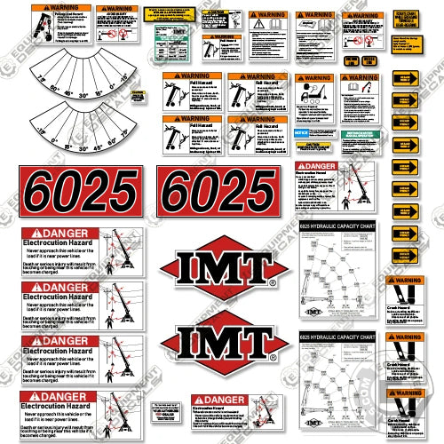Fits IMT 6025 Decal Kit Crane Truck Warning Set (Older Style ...