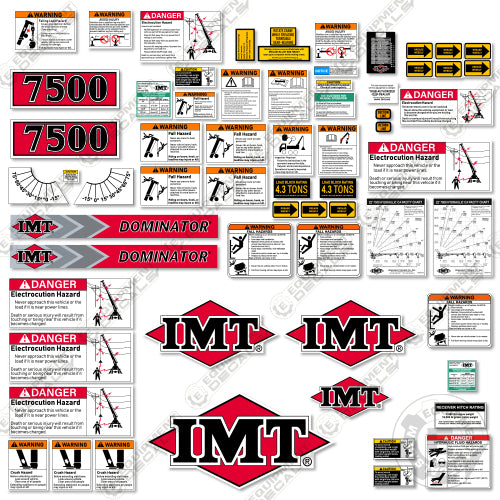 Fits IMT 7500 Decal Kit With Safety Stickers - Crane Truck (22 FT Vers ...