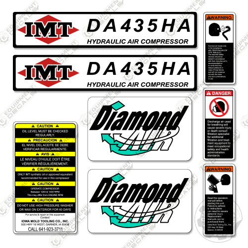 Fits IMT DA435HA Decal Kit Air Compressor – Equipment Decals