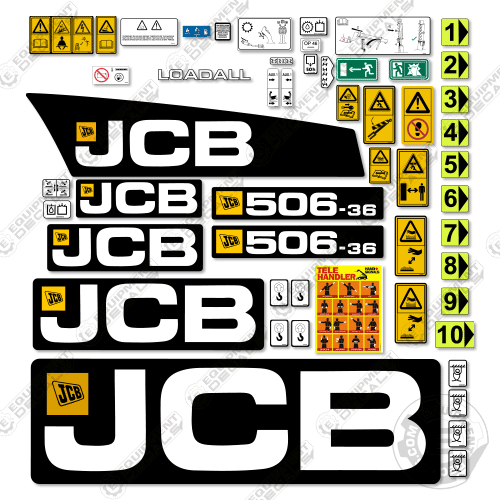 Fits JCB 506-36 (Style 1) Decal Kit Telehandler – Equipment Decals