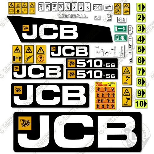 Fits JCB 510-56 Decal Kit (2012) Telehandler – Equipment Decals