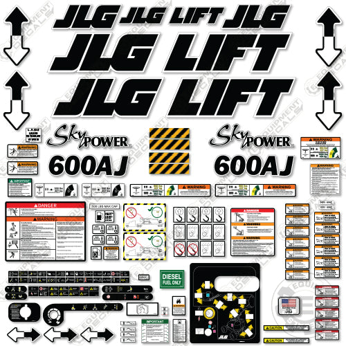 Fits JLG 600AJ Decal Kit Boom Lift – Equipment Decals